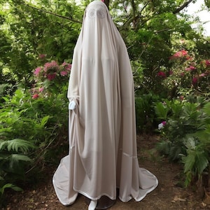 Beige Color Islamic Kashmiri Burqa With Floral Eyes Mesh, Arm Holes, No ...