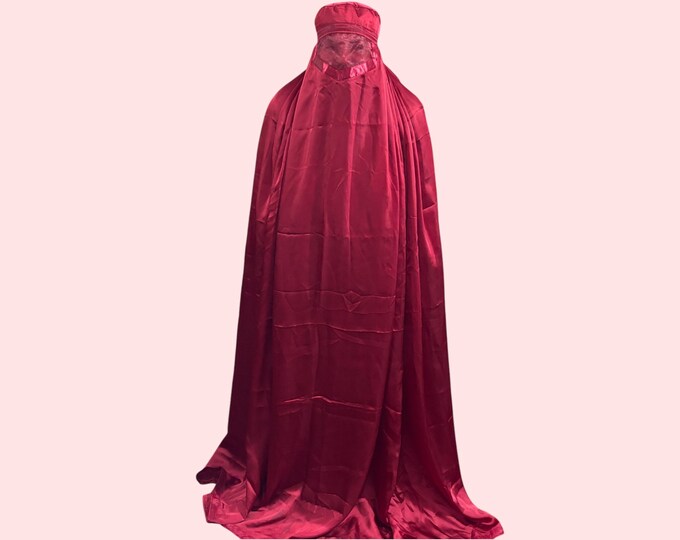 Red Afghan Topi Burqa With Arm Holes, Chadri Jilbab Abaya in Silk ...