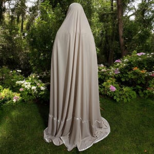 Beige Color Islamic Kashmiri Burqa With Floral Eyes Mesh, Arm Holes, No ...