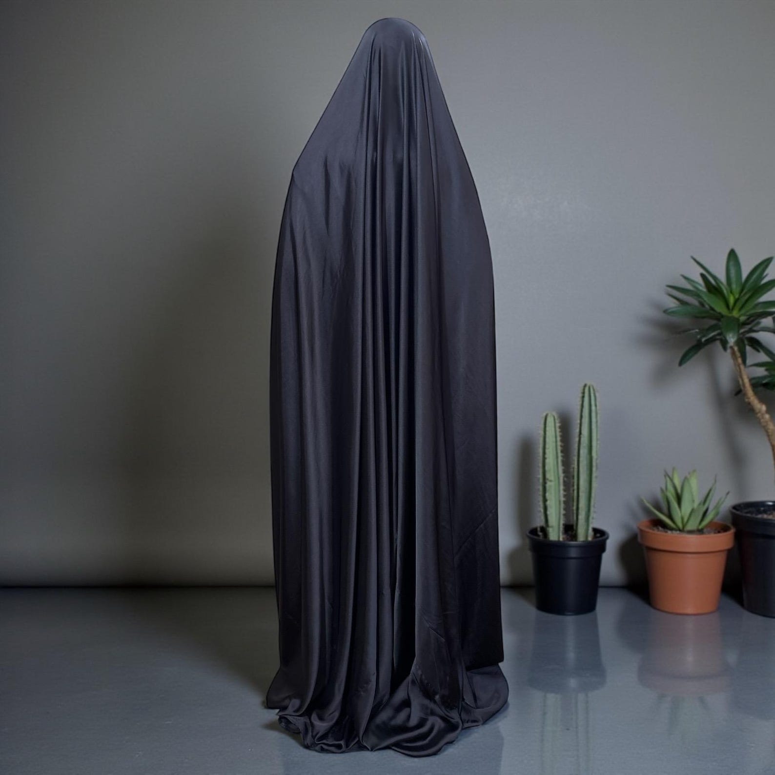 Black Niqabi Burqa: Split Eyes Kashmiri Nikab Burka With Arm Holes, No ...
