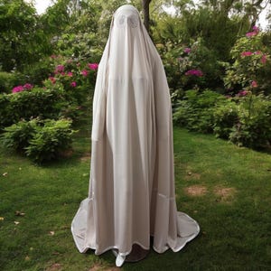 Beige Color Islamic Kashmiri Burqa With Floral Eyes Mesh, Arm Holes, No ...