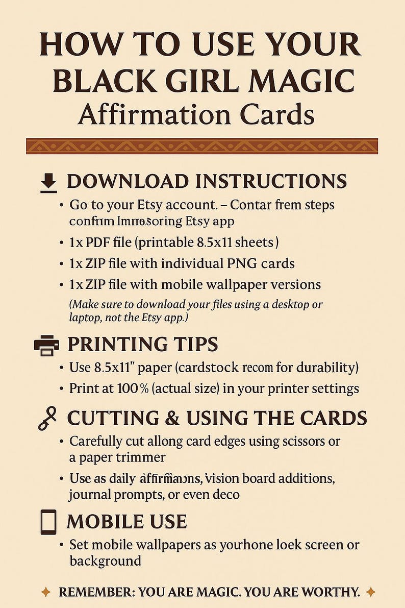 70 Black Girl Magic Digital Affirmation Cards for Black Women | Self ...