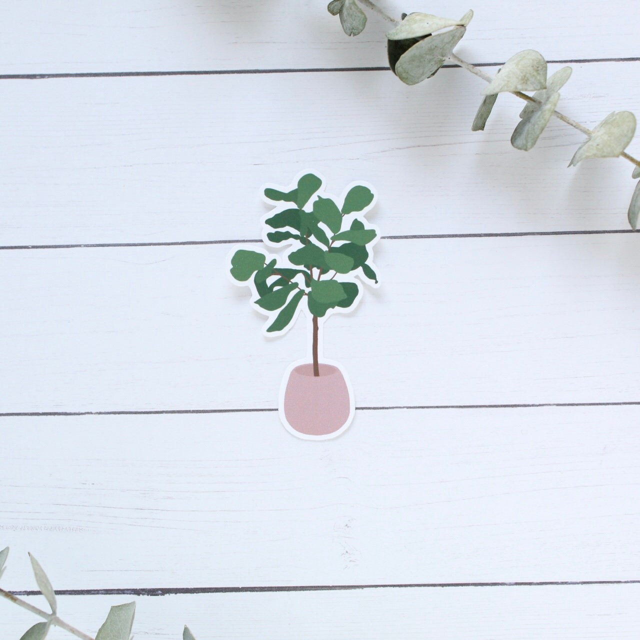 Paper & Party Supplies Paper Brown Fig Tree Plant Sticker ~ Houseplant ...