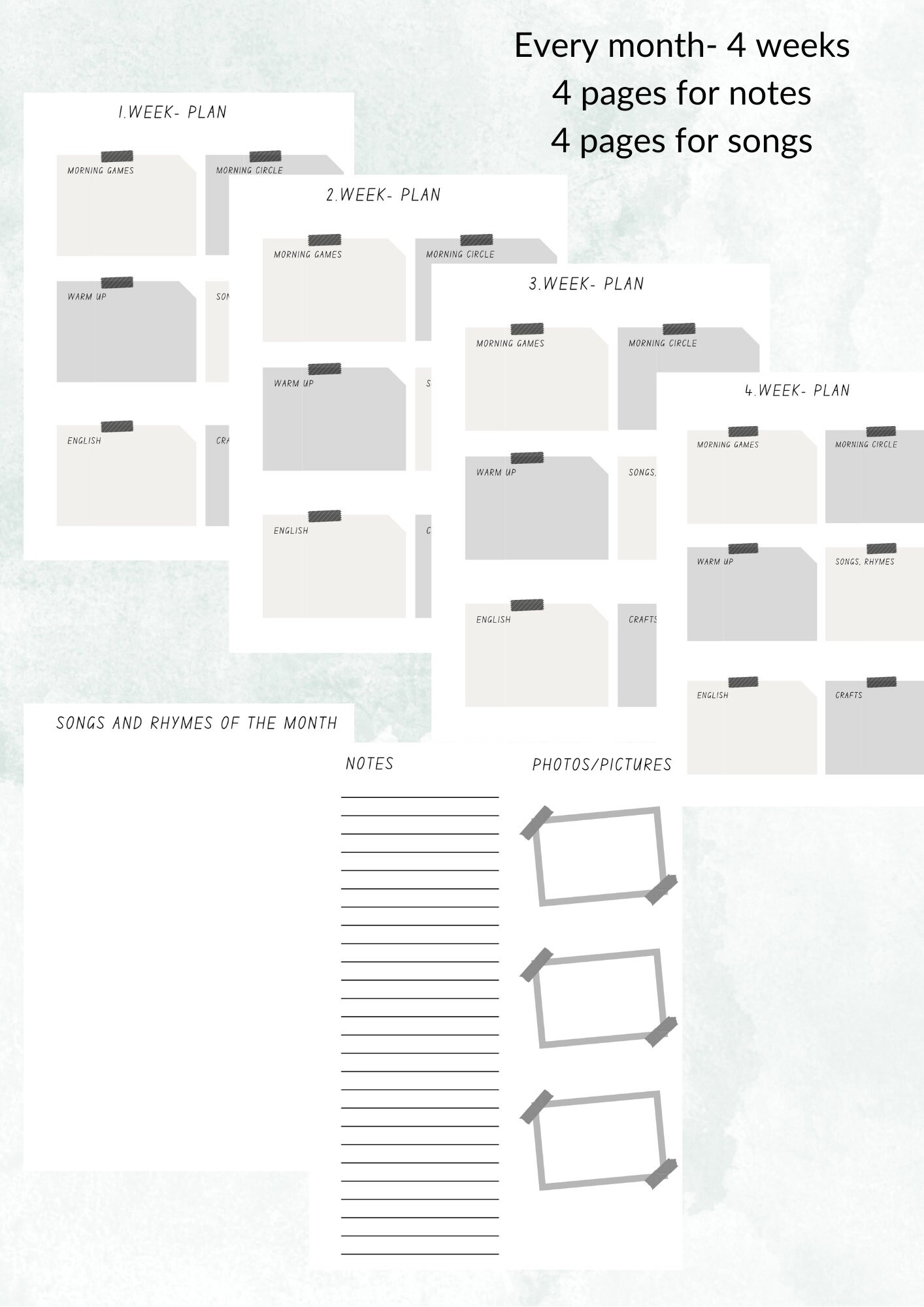 Teacher Planner Black and White- Year - Etsy