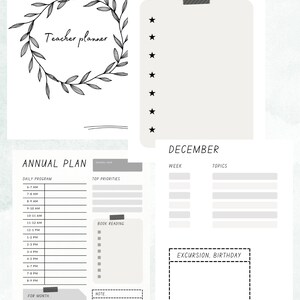 Teacher Planner Black and White- Year - Etsy