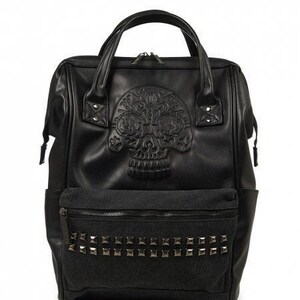 Skull Backpack Bag Unisex Embossed Twin Skull Backpack - Etsy UK