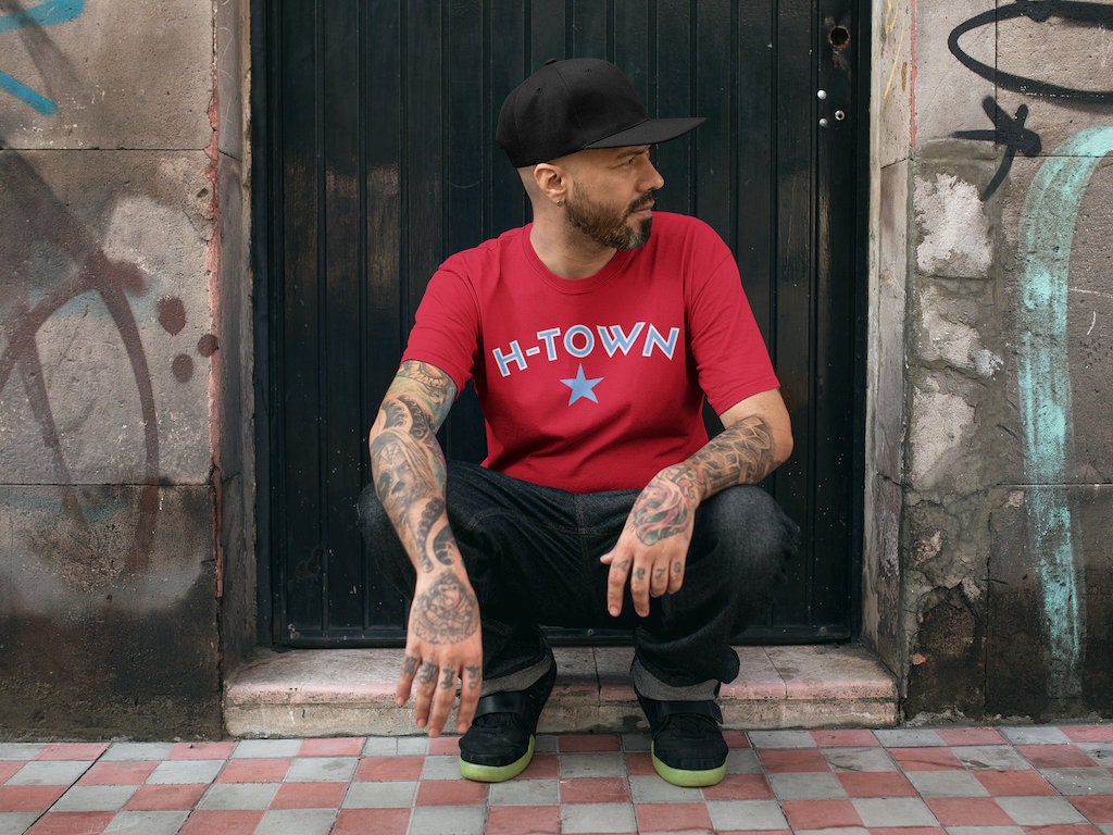 H-town Red Blue Retro Tshirt Rockets T-shirt Oilers Astros Vintage ...