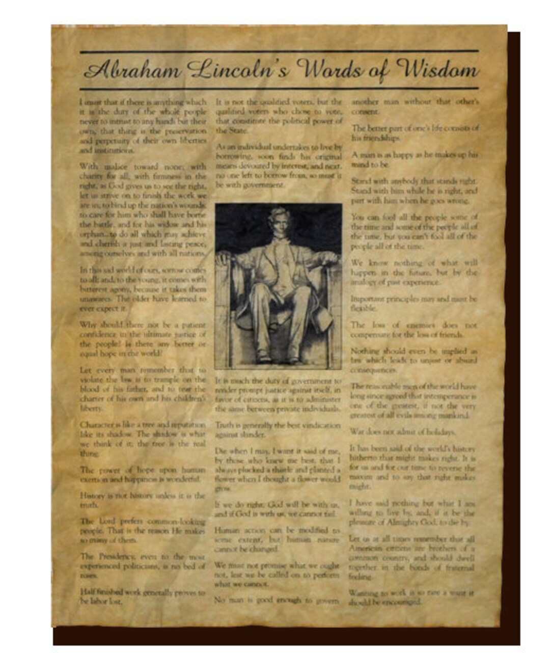 Abraham Lincoln's Words of Wisdom (12 X 16) - Etsy