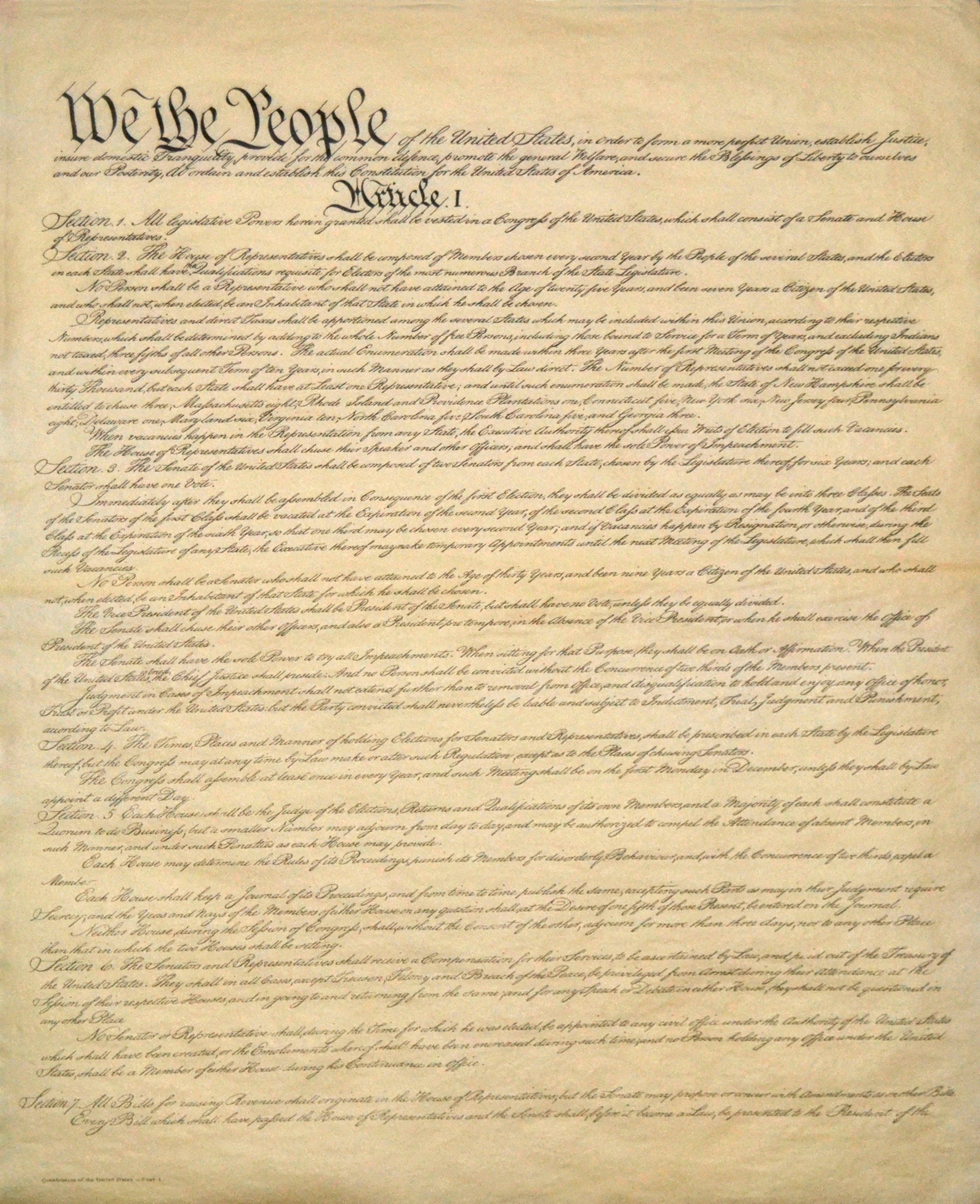 4 Page United States Constitution in It's Original Layout and Size (23 ...
