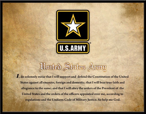 Framed United States Army Oath Print on Parchment Background. - Etsy