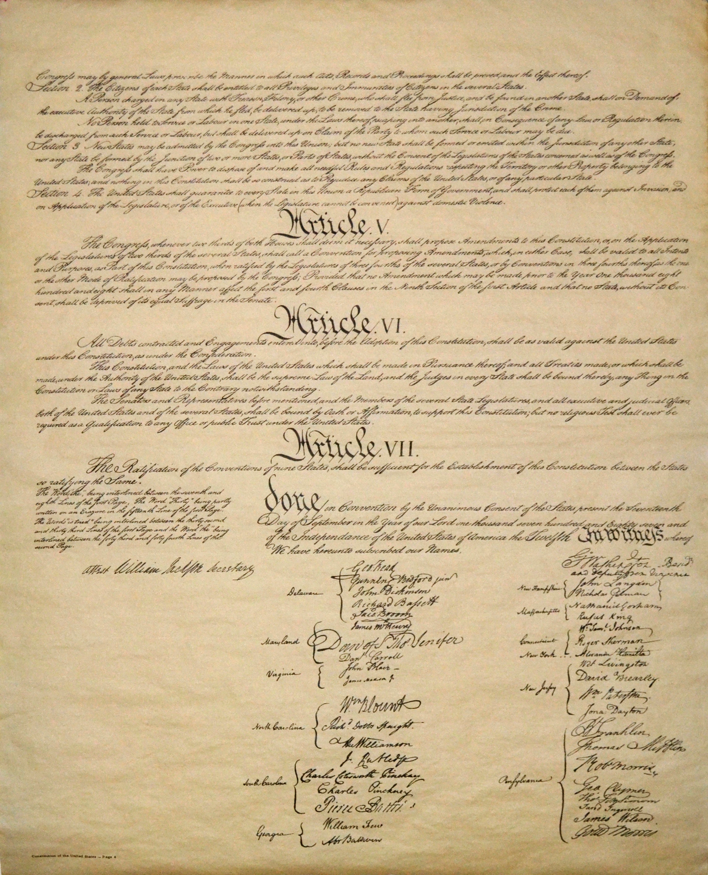 4 Page United States Constitution in It's Original Layout and Size (23 ...