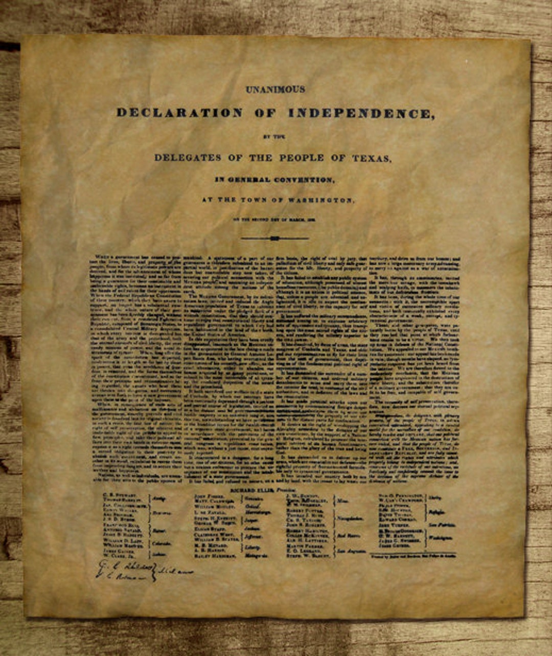 Texas Declaration of Independence - 1836 (14" X 16") - Etsy