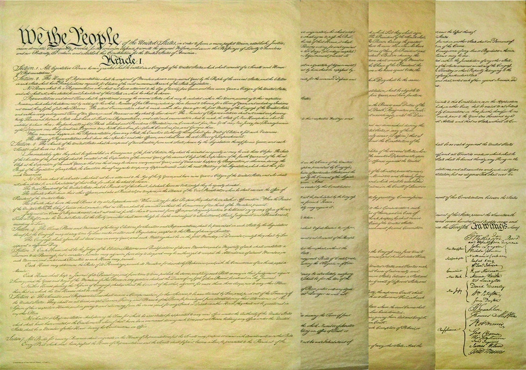 4 Page United States Constitution in It's Original Layout and Size (23 ...