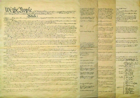 4 Page United States Constitution in It's Original Layout - Etsy