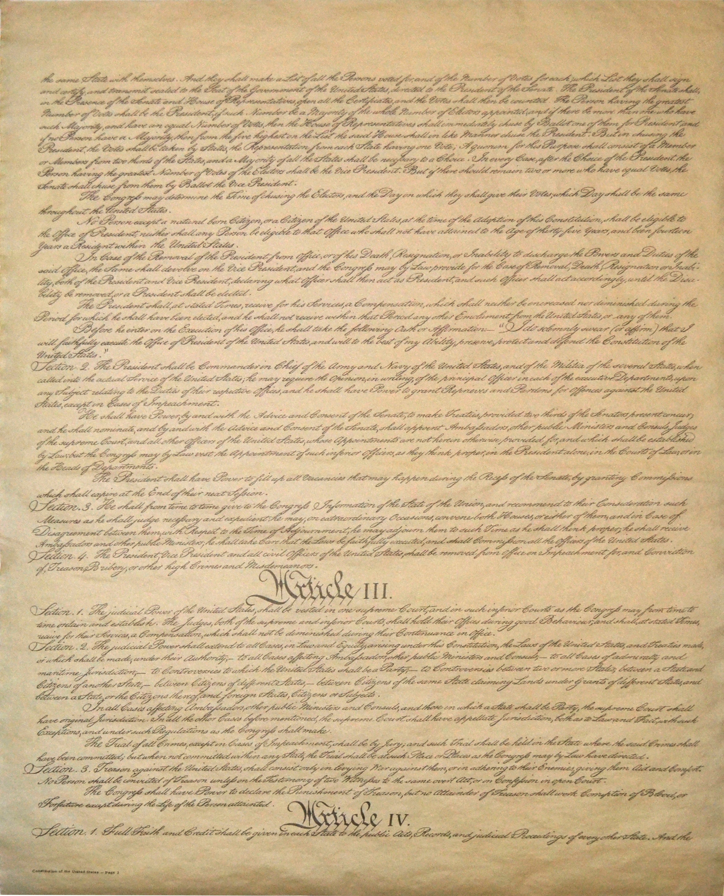 4 Page United States Constitution in It's Original Layout and Size (23 ...