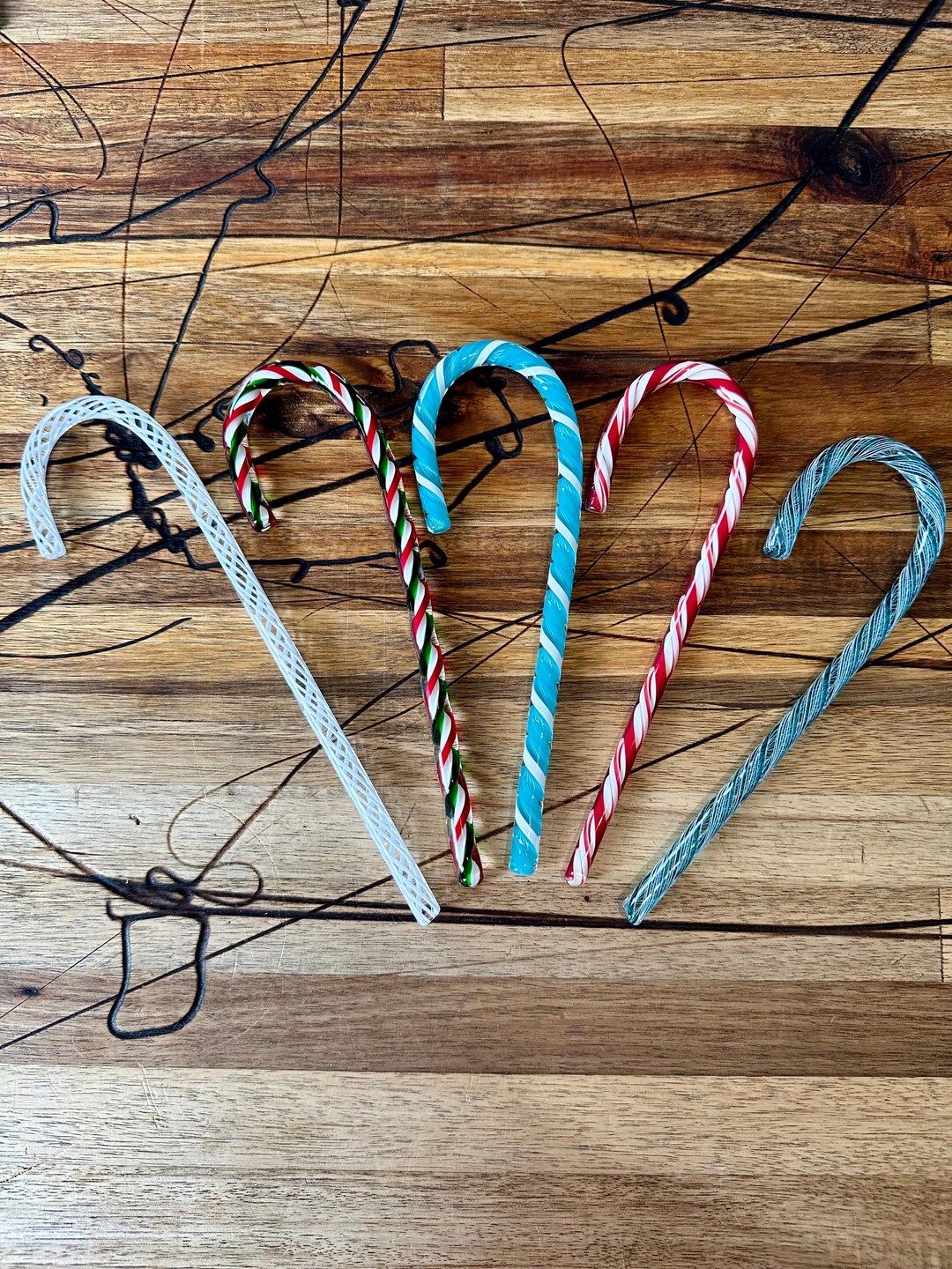 Hand Blown Glass Candy Canes -M - Etsy