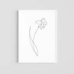 Iris One Line Drawing Art DIGITAL DOWNLOAD Print Printable Flower ...
