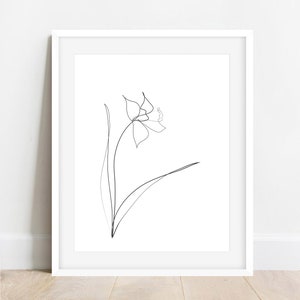 Daffodil One Line Drawing DIGITAL DOWNLOAD Print Flower Art Artwork ...