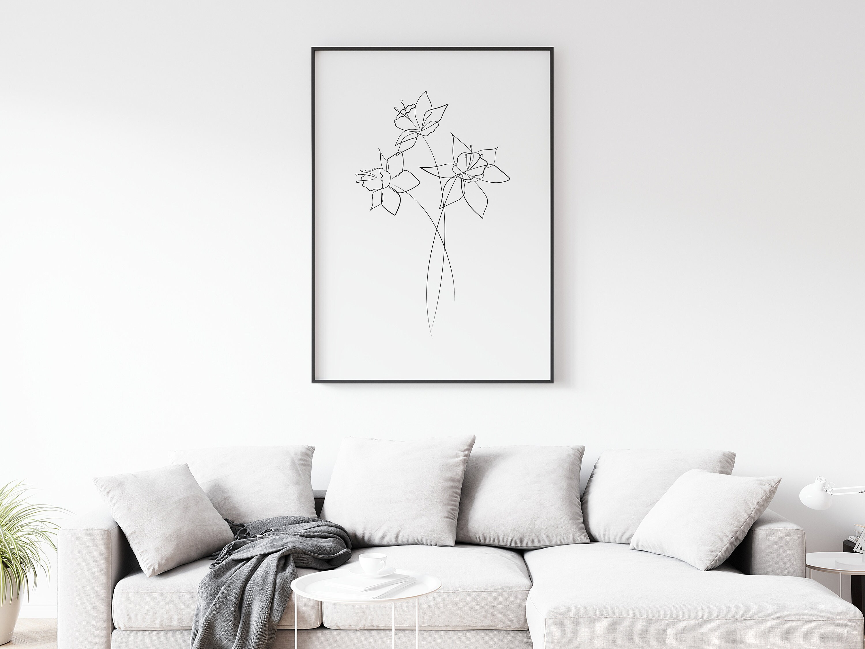 Daffodil One Line Drawing DIGITAL DOWNLOAD Print Flower Art Artwork ...