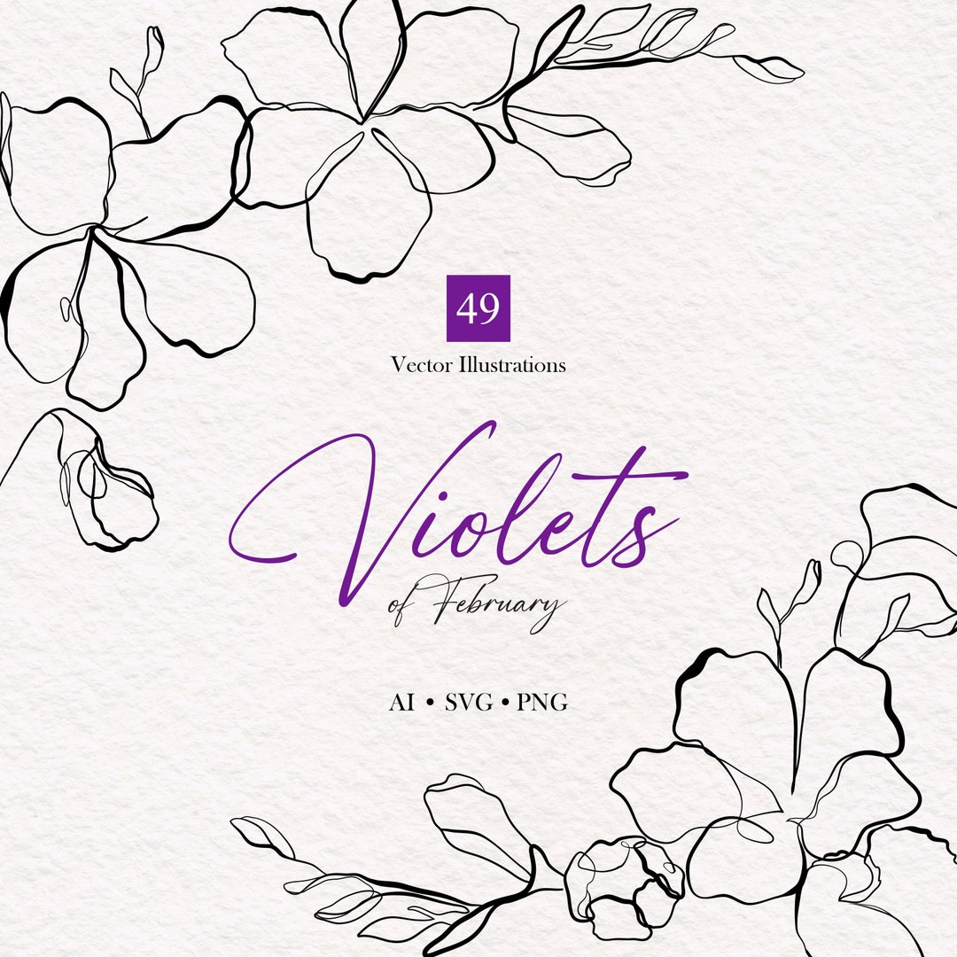 Violet SVG PNG Bundle, February Birth Month Flower, Floral Clipart - Etsy