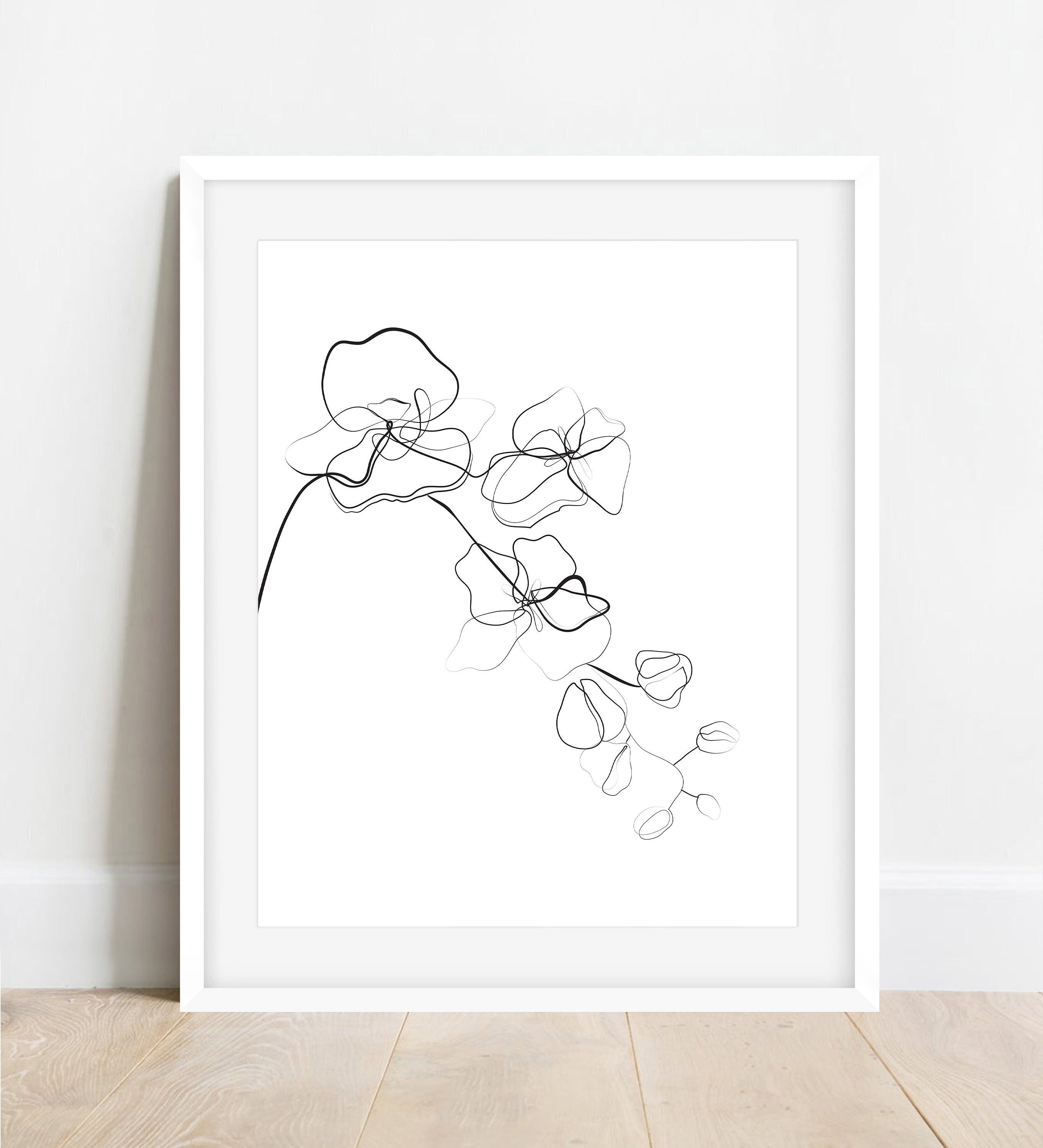 Orchids One Line Drawing DIGITAL DOWNLOAD Print Printable Flower Home ...