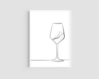 Wine Line Drawing - Etsy