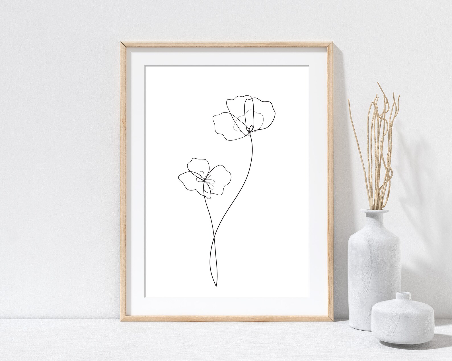 Poppy Poppies One Line Drawing DIGITAL DOWNLOAD Print Printable Flower ...