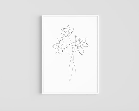 Daffodil One Line Drawing DIGITAL DOWNLOAD Print Flower Art - Etsy