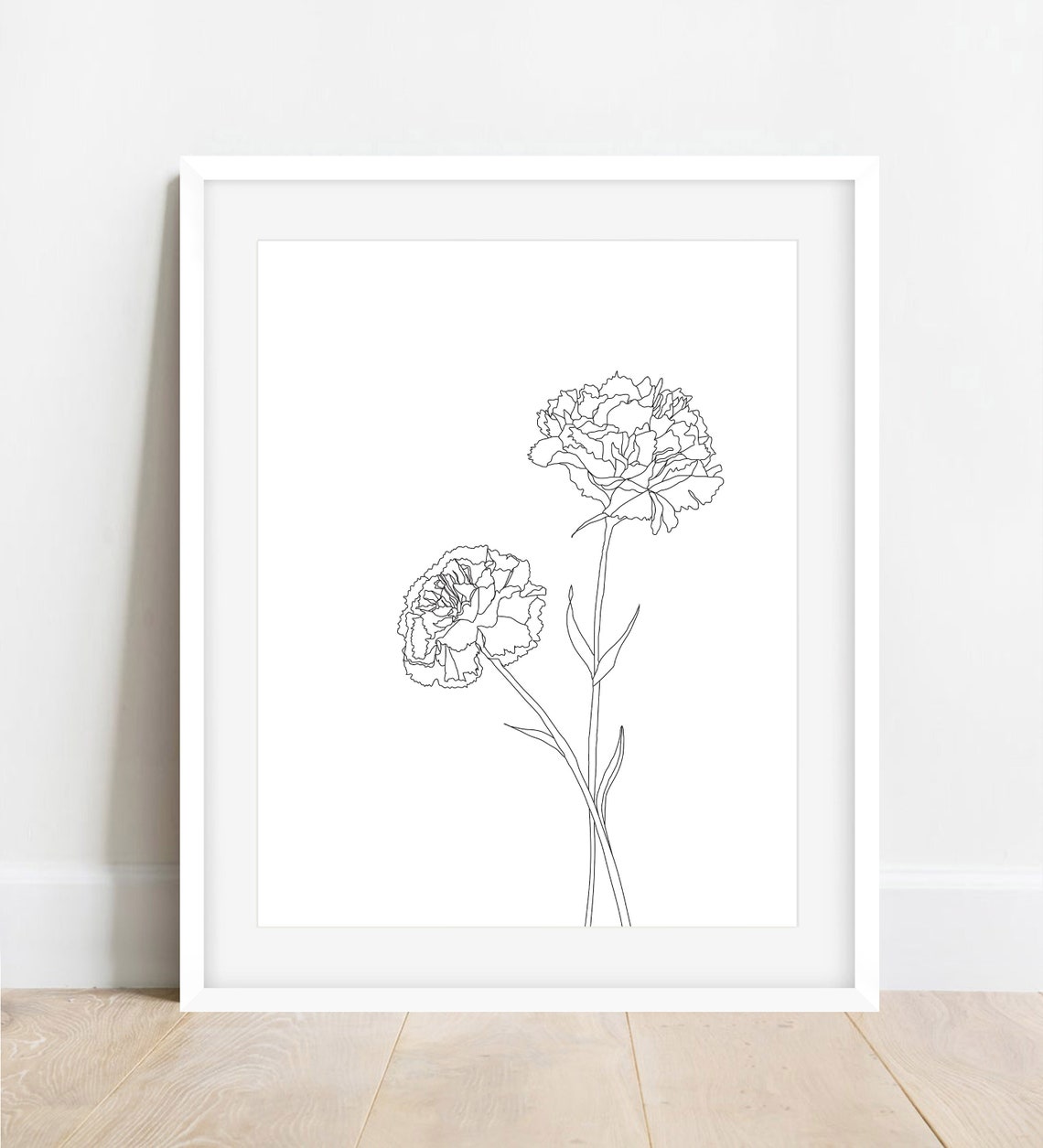 Carnations Line Drawing DIGITAL DOWNLOAD Clavel Print Flower Floral ...
