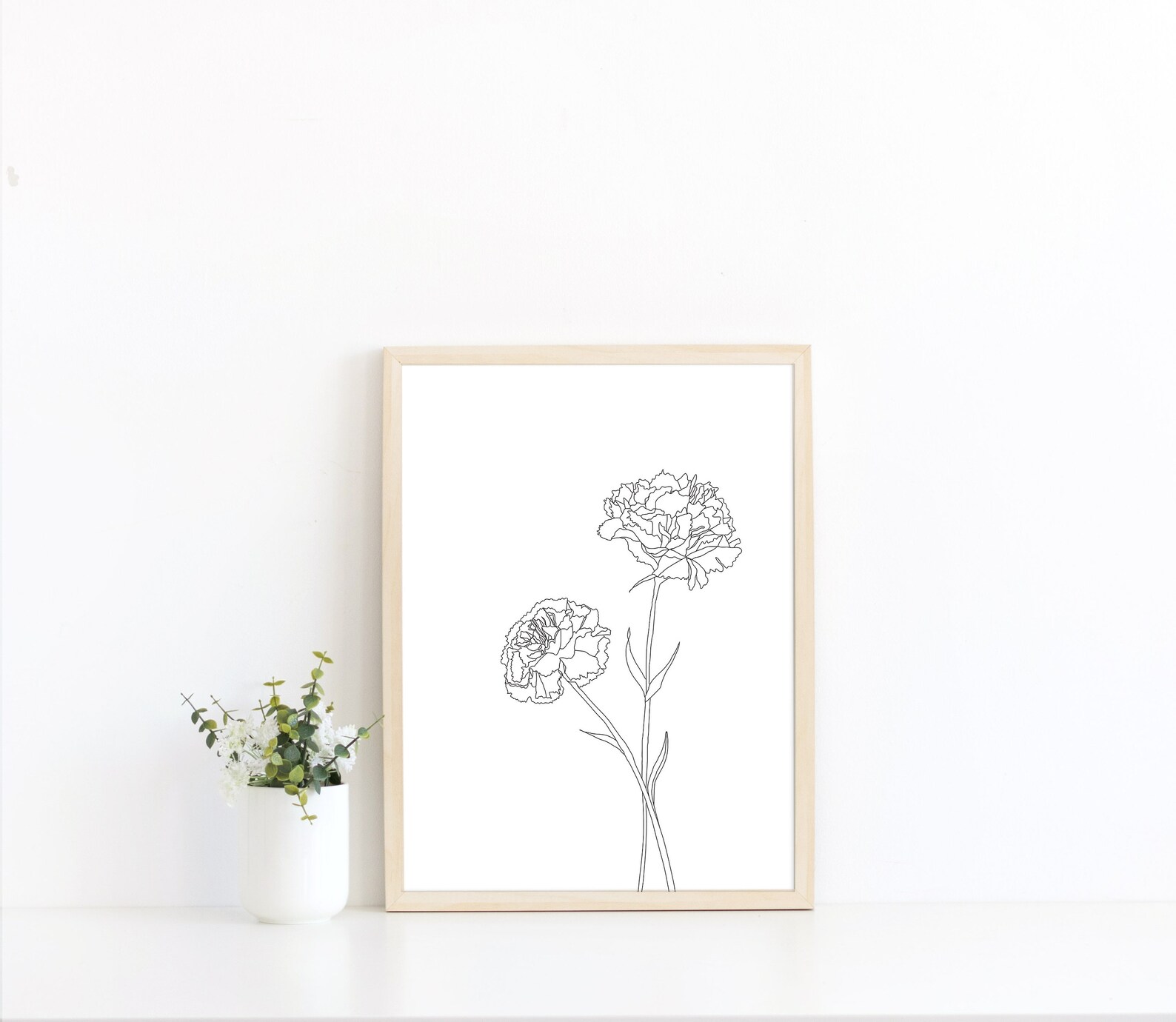 Carnations Line Drawing DIGITAL DOWNLOAD Clavel Print Flower Floral ...