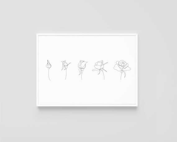 Life of Rose One Line Drawing Rose Art Minimal Line Art | Etsy