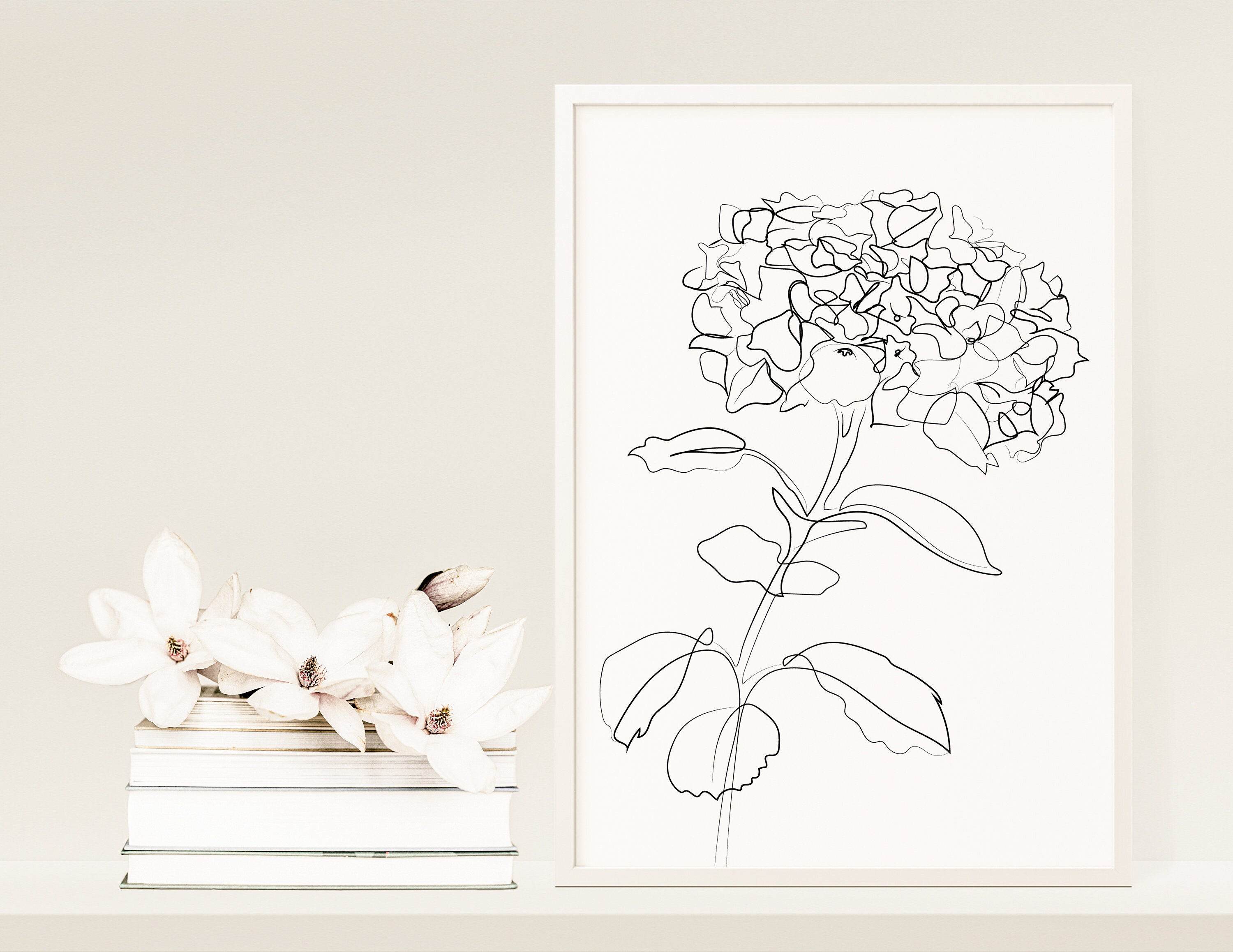 Hydrangea Print | Hydrangea Art | Botanical Print | Minimal Line Art ...