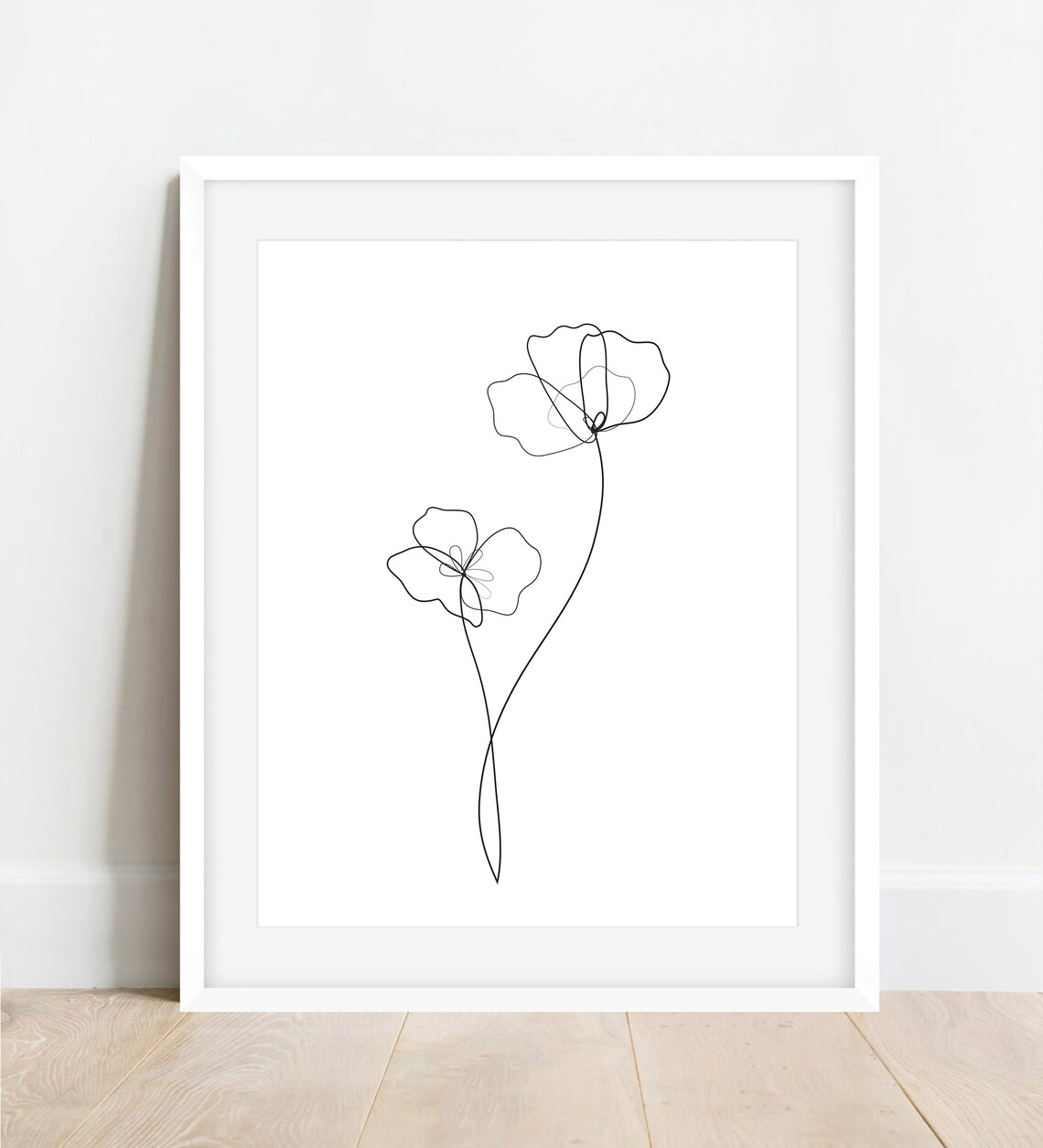 Poppy Poppies One Line Drawing DIGITAL DOWNLOAD Print Printable Flower ...