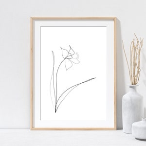 Daffodil One Line Drawing DIGITAL DOWNLOAD Print Flower Art Artwork ...