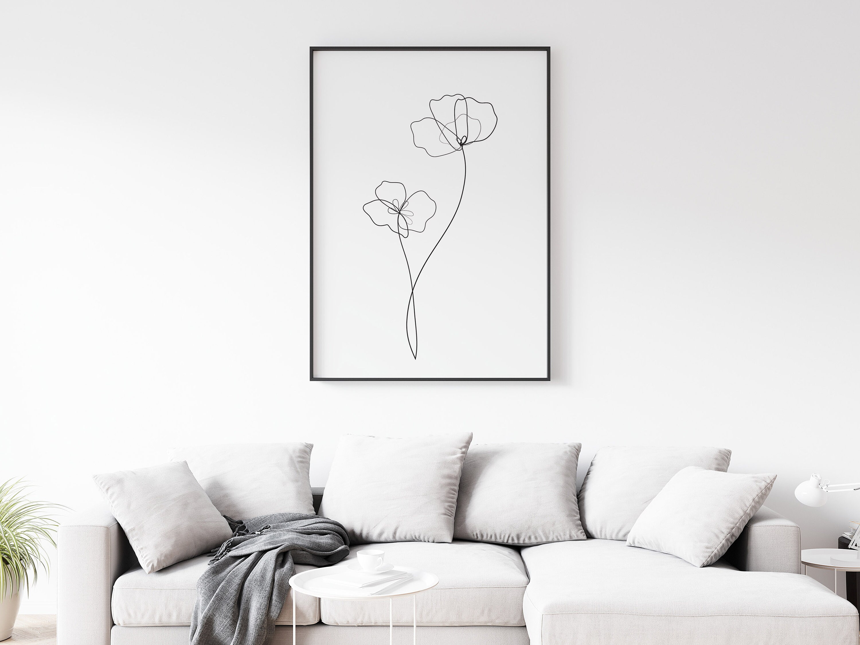 Poppy Poppies One Line Drawing DIGITAL DOWNLOAD Print Printable Flower ...