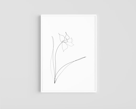 Daffodil One Line Drawing DIGITAL DOWNLOAD Print Flower Art | Etsy
