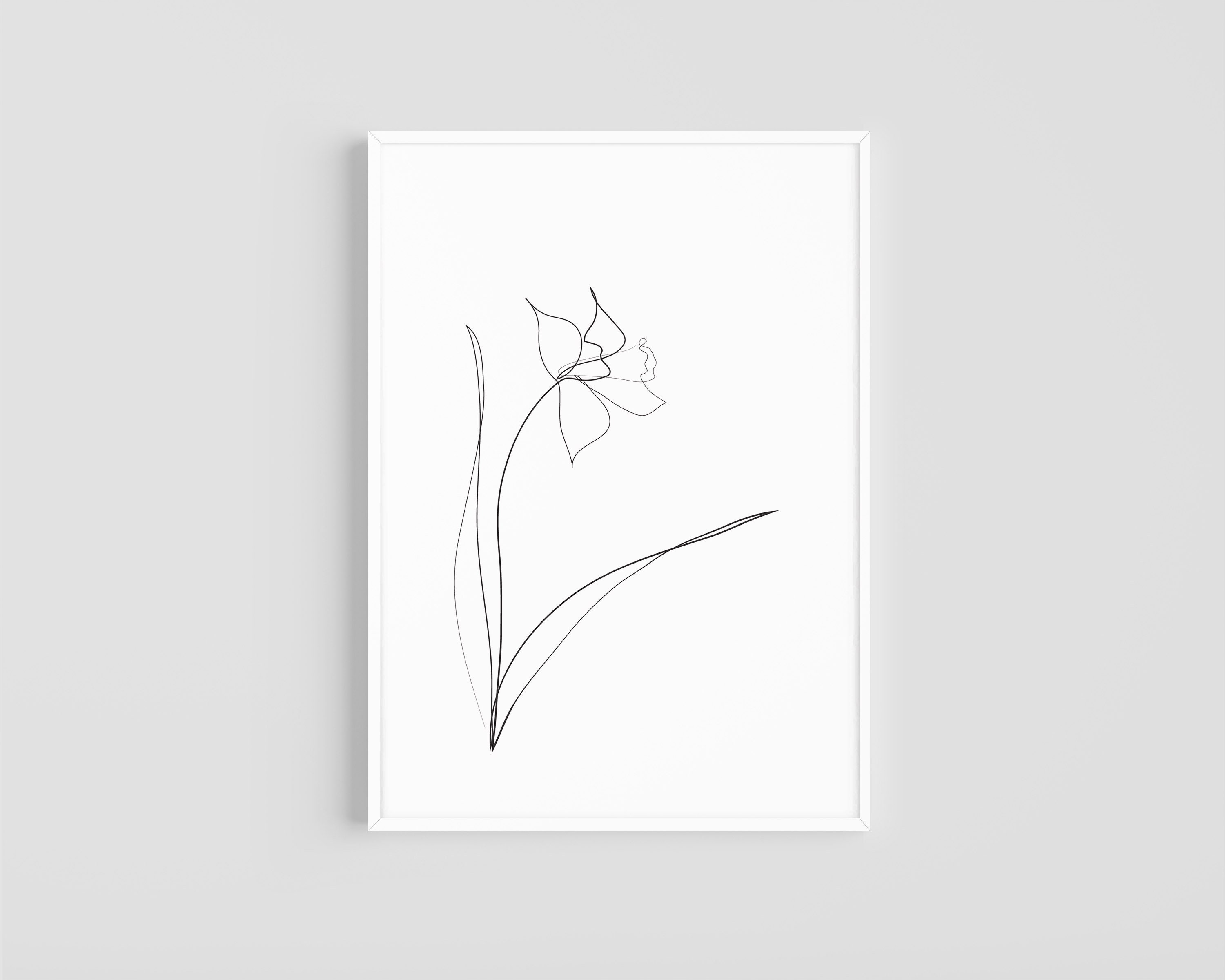 Daffodil One Line Drawing DIGITAL DOWNLOAD Print Flower Art Artwork ...