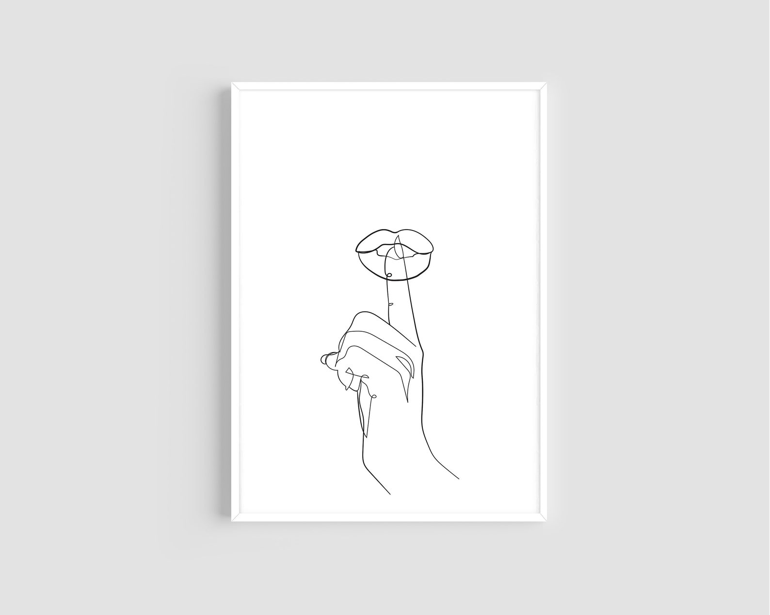 Hush Lips | Finger on Mouth | Printable Wall Art | Minimal Line Art ...