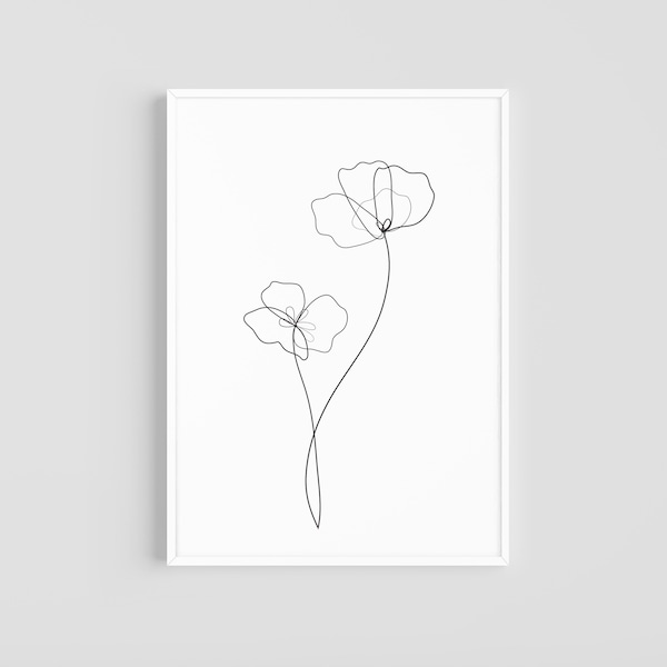 Poppy Line Art - Etsy