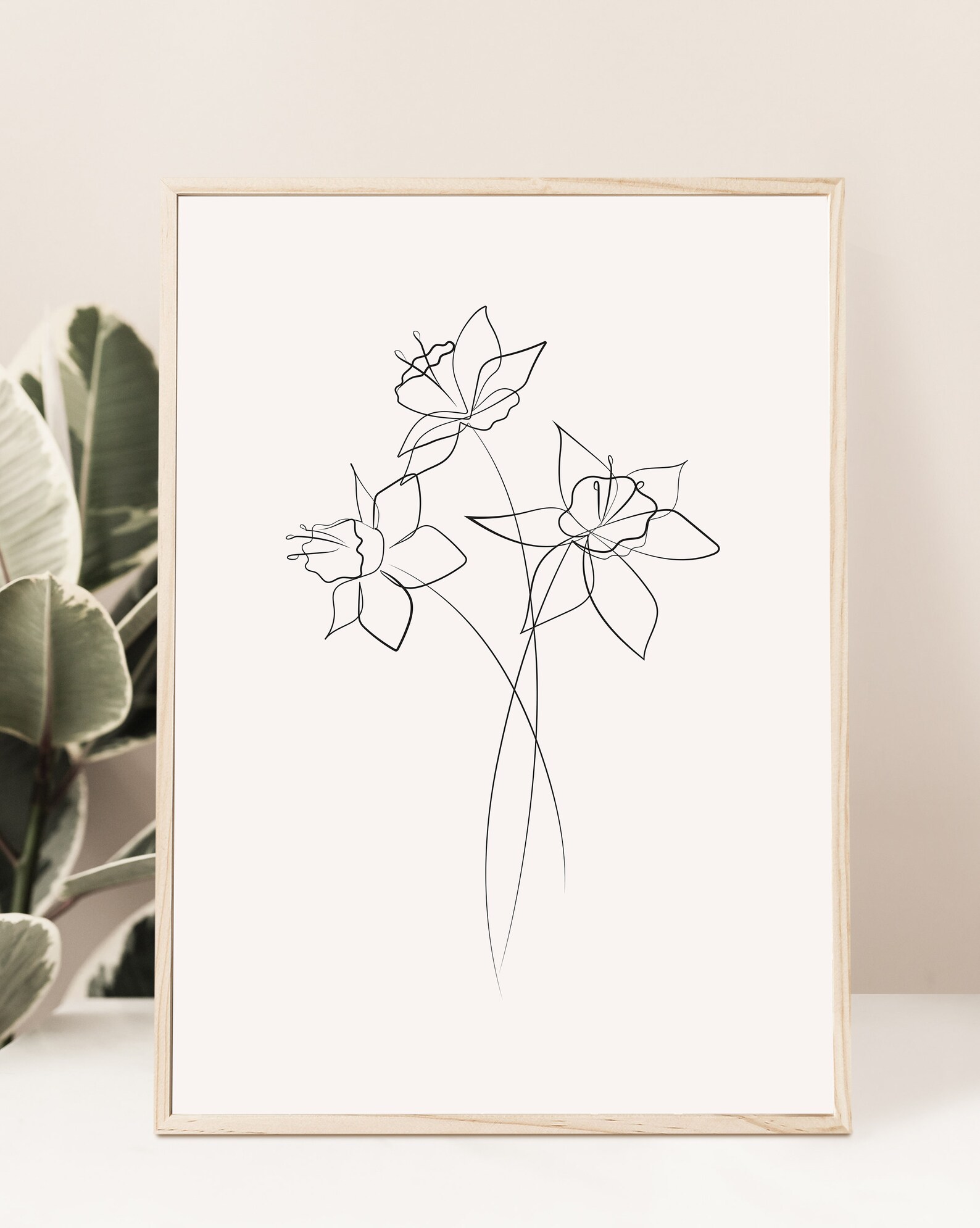 Daffodil One Line Drawing DIGITAL DOWNLOAD Print Flower Art Artwork ...