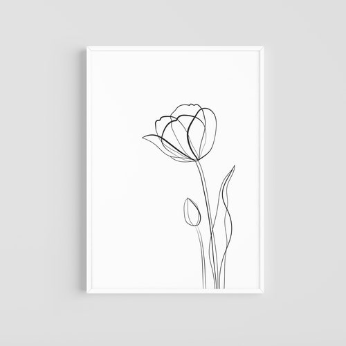 Daffodil One Line Drawing DIGITAL DOWNLOAD Print Flower Art - Etsy Canada