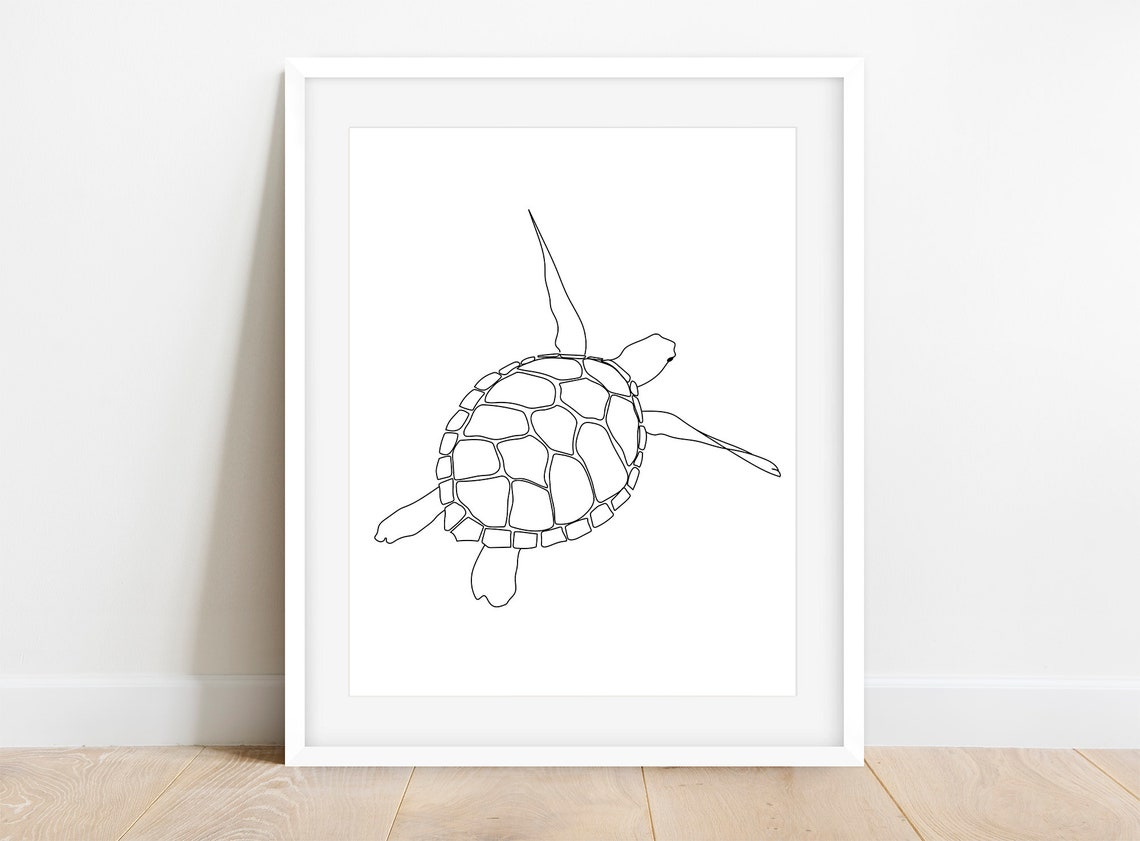 Sea Turtle Wall Art Turtle Wall Art Minimal Line Art Printable Wall Art ...