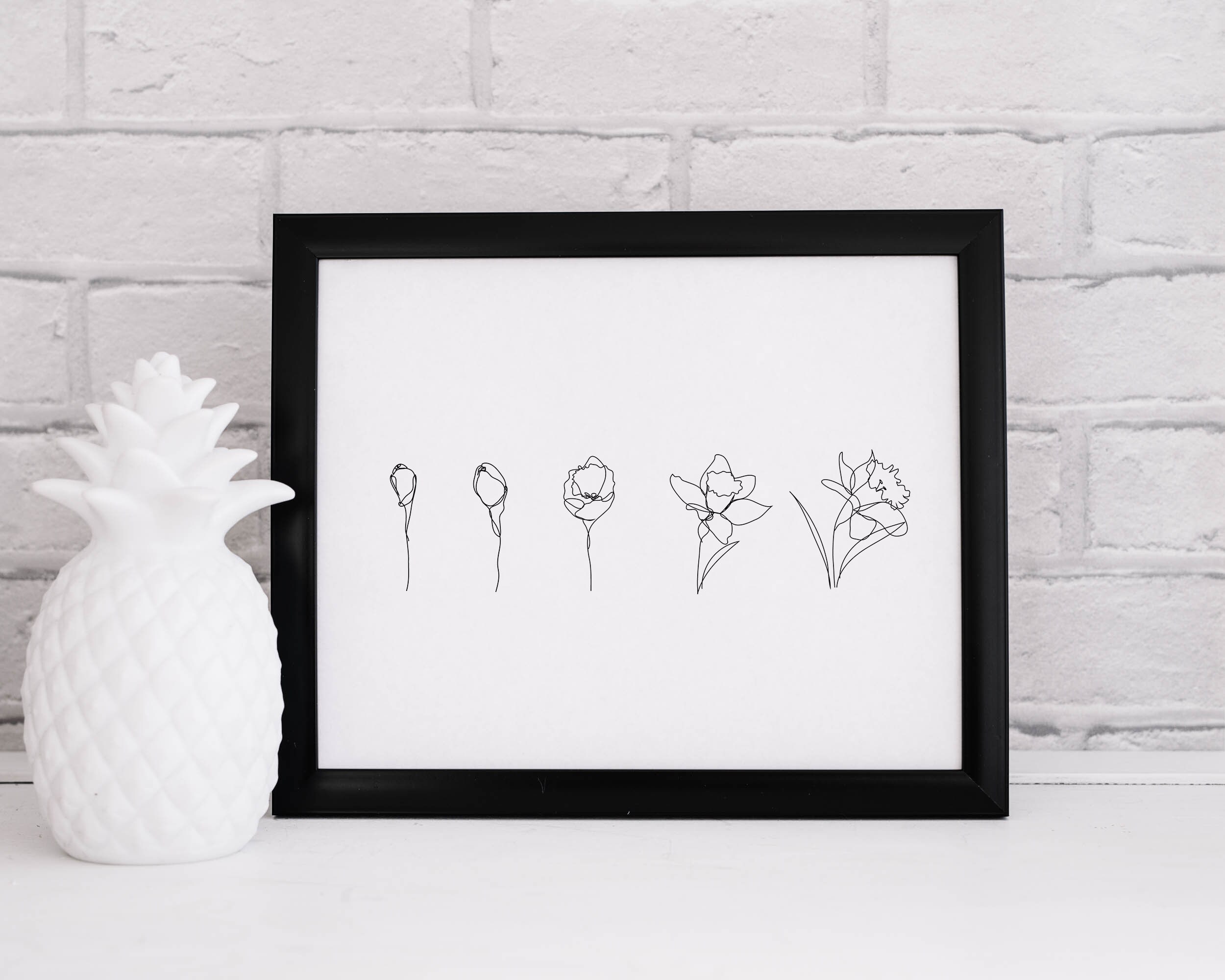 Life of a Daffodil One Line Drawing DIGITAL DOWNLOAD Print Flower Art ...