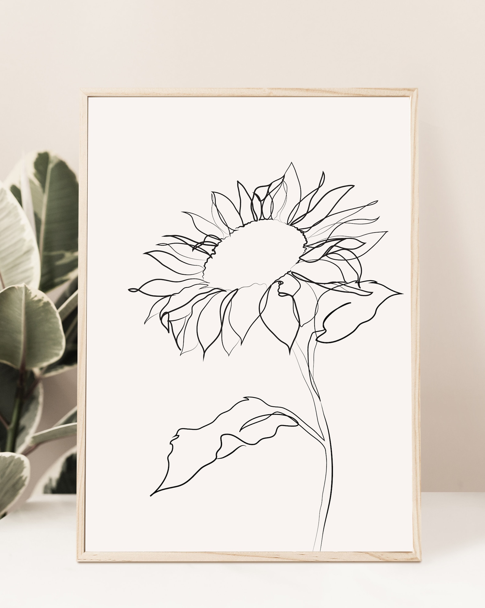 Sunflower Line Art | Minimal Line Art | Printable Art | Digital ...
