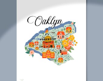 Haddon Township NJ Illustrated Map Print - Etsy