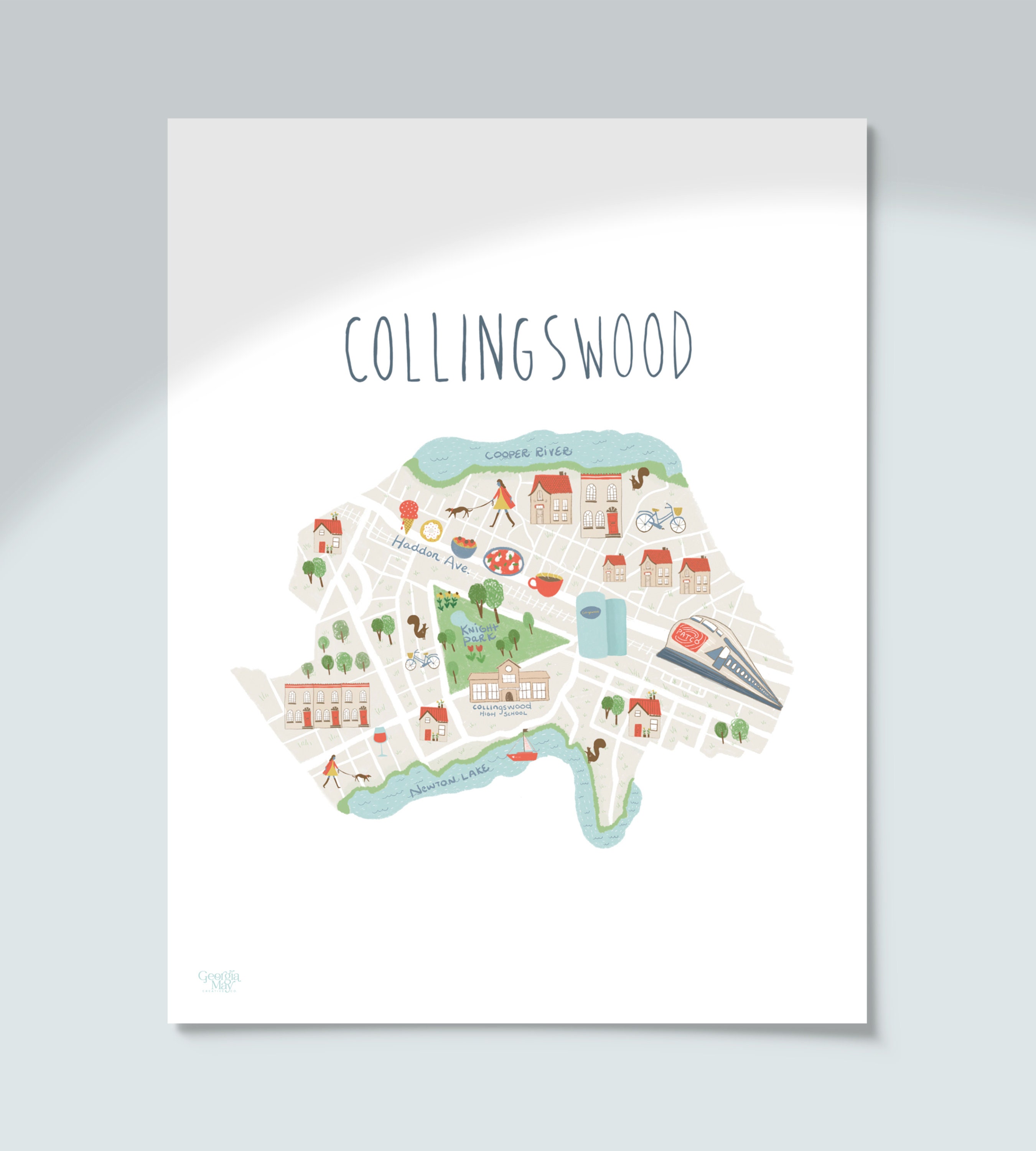 Collingswood, NJ Illustrated Map Print - Etsy