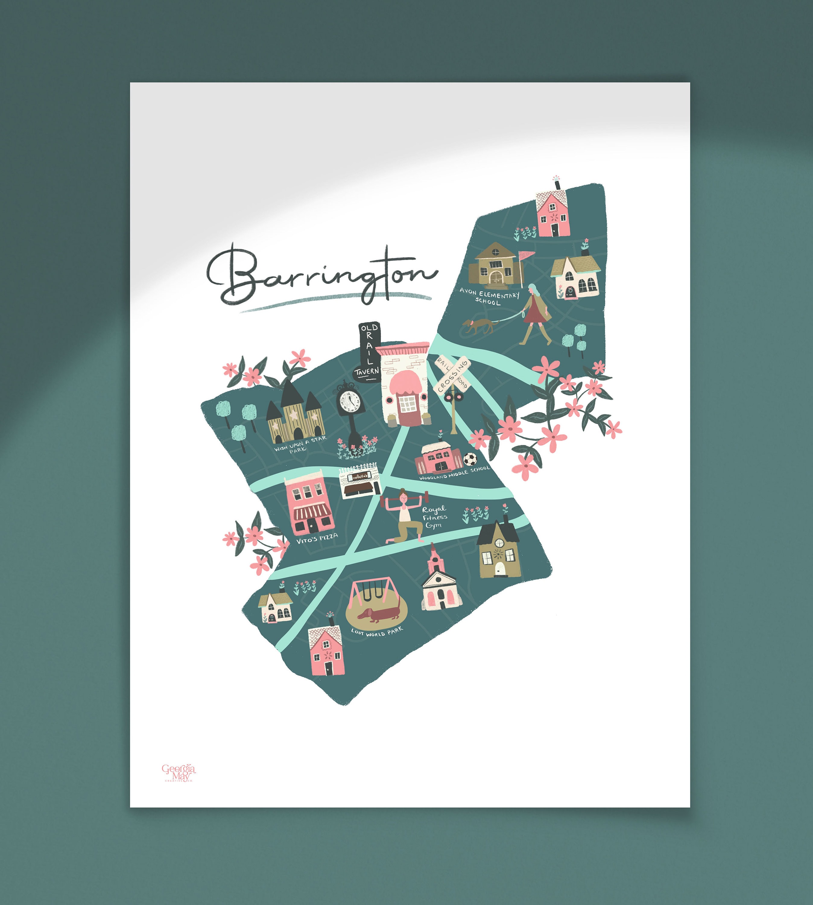 Barrington, NJ Illustrated Map Print - Etsy