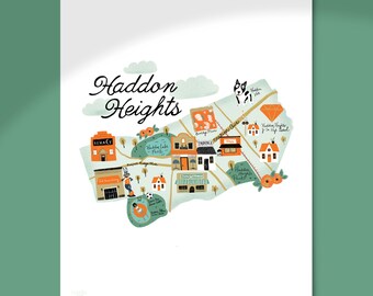 Haddon Township NJ Illustrated Map Print | Etsy