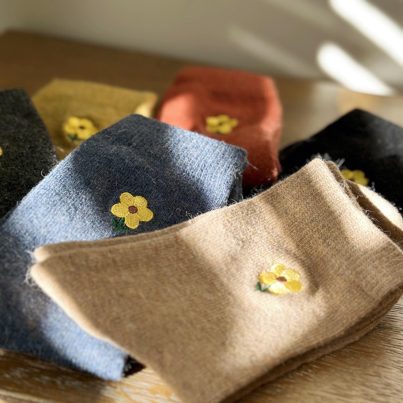 Cute Flower Socks Black - Etsy