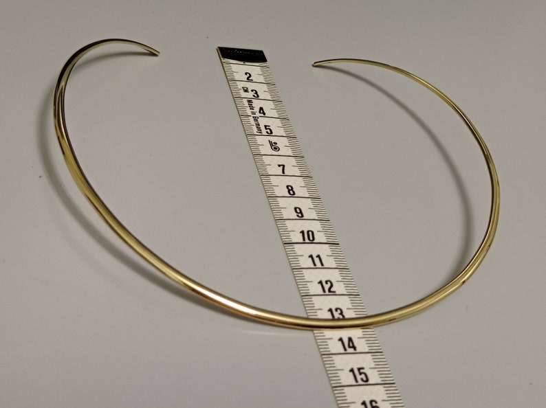 Handcrafted Polished Brass Open Choker Necklace – Minimalist Torc ...